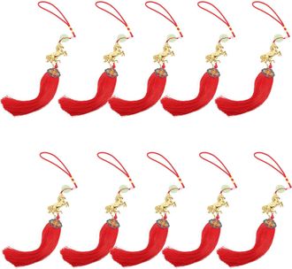 Cabilock Feng Shui H&auml;ngequaste Pferd 2026 - Chinesischer Knotenanh&auml;nger mit Motiv und Aufschrift 10 St&uuml;ck f&uuml;r B&uuml;ro Auto und Wohnkultur zum Fr&uuml;hlingsfest