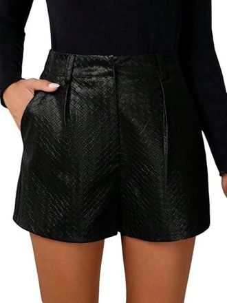 SOLY HUX Short en PU pour femme - Short Booty - Short de f&ecirc;te - Short dautomne - Pantalon court - Tenue de festival - V&ecirc;tement de club - Hotpants avec poches, 