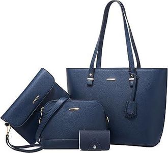 Nicole & Doris Grand Sac a Main Femme Ensemble de 4 Pièces Sac Fourre Tout Elegant Sac Bandoulière Cuir PU Sac à Main et Portefeuille Sac Epaule pour Travail Shoppin