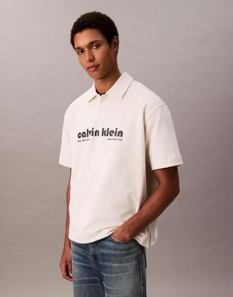 Calvin Klein Jeans Polo d&eacute;contract&eacute; de qualit&eacute; sup&eacute;rieure - Blanc cass&eacute;