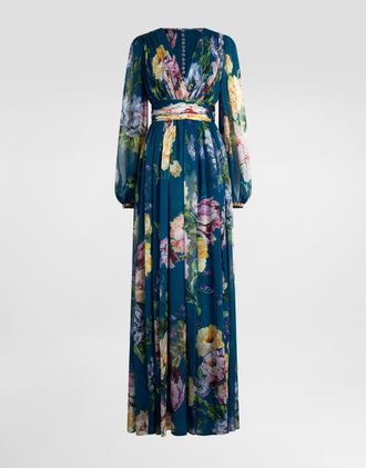Dolce & Gabbana Peony-print Chiffon Dress - Frau Collection Mehrfarbig 44