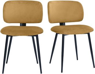 Miliboo Miliboo - Chaises en tissu velours bronze et m&eacute;tal noir (lot de 2) atrium