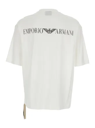 Emporio Armani Mens T-Shirt Crew Neck White Cotton T-Shirts And Polos
