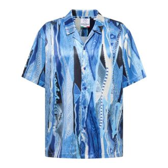 Carlo Colucci Strickprint Hemd Klassische Eleganz Modernes Design - - Shirts - Herren - Blau - S