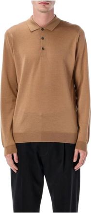 John Smedley Homme, Pulls, Beige, Taille: 2XL Belper Long-Sleeve Polo