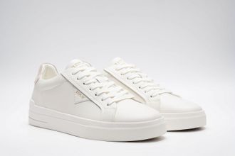 Replay Sneaker REPLAY, Herren, Gr. 42, sanftes wei&szlig;, beige, Leder, unifarben mit Farbeinsatz, Schuhe Sneaker, Schn&uuml;rschuh, Halbschuh, Freizeitsneaker mit gep