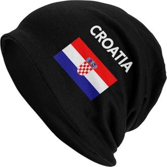 Generic Bonnet Chasse Drapeau Croate Amples Knit Cuffed Beanie Souple Skull Casquette pour Homme La Rue Femme