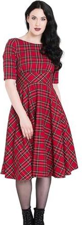 Hell Bunny Robe Rétro Vintage Irvine Tartan années 50 - Rouge (M - FR 40)