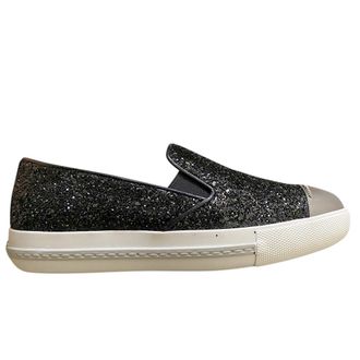 Miu Miu Black Glitter Slip-On Sneakers Size 35