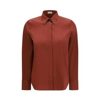 Brunello Cucinelli Femme, Blouses et Chemises, Brun, Taille: 40 FR Chemise en coton imprim&eacute;