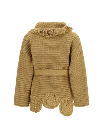 Alanui Womens Island Memories Cardigan Gold Polyester; Cotton Sweater