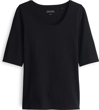 OPUS Damen Kurzarmshirt | Slim Shirt aus Jersey Black, 42