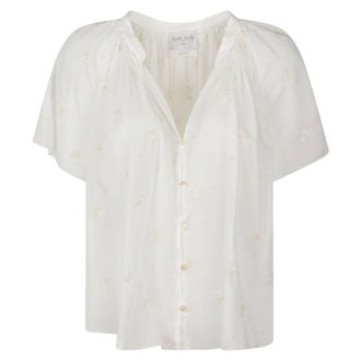 Forte_Forte Femme, Blouses et Chemises, Beige, Taille: 36 FR 14090 Chemisier l&eacute;ger semi-transparent &agrave; d&eacute;tail de
