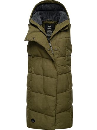 Ragwear Damen Lange wasserdichte Winter Steppweste mit Kapuze Pavla Vest Light Olive23 Gr. M