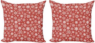 Abakuhaus rot Dekokissen Kissenbezug 2er Pack, Verschiedene Schneeflocke-Winter, Modern Accent Doppelseitiger Digitaldruck, 50x50, Wei&szlig; Rot