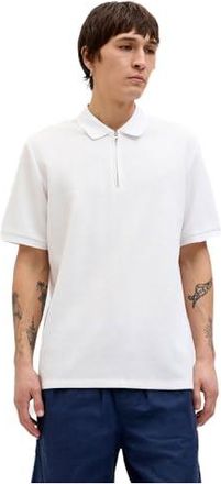 Jack & Jones Zip Jjeaustin Polo zippé SS Sn, Blanc, M Hommes