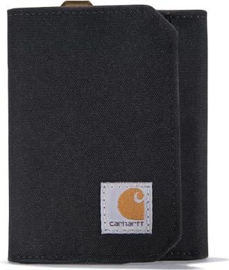 Carhartt Work in Progress Trifold Portefeuille Durable pour Homme, Disponible dans des Styles en Cuir et Toile, Canard en Nylon (Noir), Taille Unique