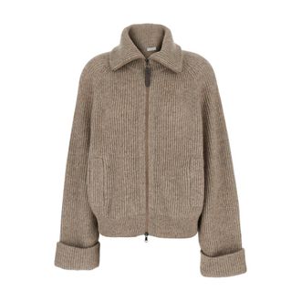 Brunello Cucinelli Monile English Rib-Stitch Cardigan - - Knitwear - Damen - Beige - XS