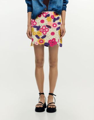 Desigual Mini-jupe au crochet - Blanc