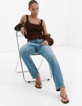 Mango Top c&ocirc;tel&eacute; &agrave; clous chocolat - Femme - XS - MANGO