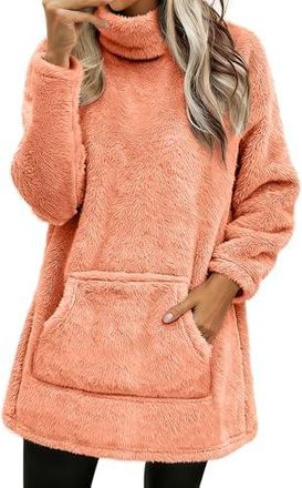 Generic Hauts dhiver pour femmes, sweatshirts britanniques pour femmes, couleur unie, haut surdimensionn&eacute;, col rond, manches longues, automne hiver, d&eacute;contrac