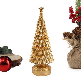 Generic Figur des Weihnachtsbaums - 7,5 x 7,5 x 20 cm Statue mit Pailletten aus Kunstharz, dekorativ, Sammlerstück | Urlaubsornament für den Kamintisch im Sch