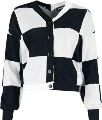 Jawbreaker Big Checker Cardigan Femme Gilets & Ponchos Noir/Blanc XXL