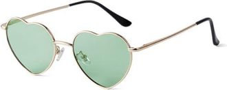Generic Lunettes de soleil tendance en métal rose coeur pour femmes hommes tendance bleu océan verres amour lunettes de soleil nuances féminines, c11, Taille 