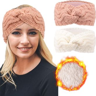 Dreshow Stirnband Damen Winter Stirnb&auml;nder Strick, Haarband Ohrenw&auml;rmer, Dickes Fleecefutter Haarb&auml;nder Verdicken Headwrap Kopfband f&uuml;r Damen