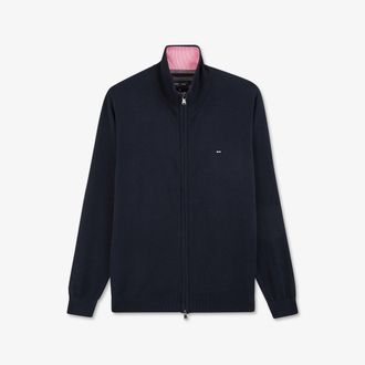 Eden Park Cardigan Bleu Marine Zipp&eacute; En Coton Old Ref Pp