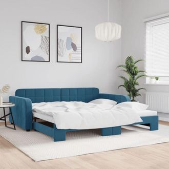 vidaXL vidaXL Lit de jour avec gigogne sans matelas bleu 100x200 cm