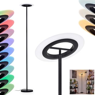 HOFSTEIN LED Stehleuchte Byrum, dimmbare Stehlampe aus Metall/Glas in Schwarz/Wei&szlig;, verstellbare Leuchte im modernen Design, Touchdimmer, CCT, 186,5 cm, Wohnzi