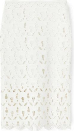 Motivi Femme, Jupes, Blanc, Taille: 38 FR Jupe crayon en tissu enduit avec effet Sangallo