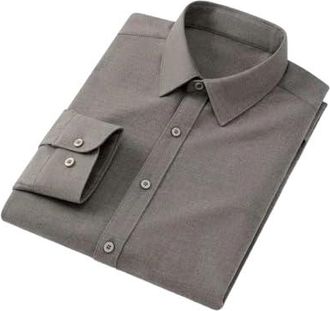 Generic Chemises &agrave; manches longues en laine pour homme, coupe ajust&eacute;e, couleur unie, hauts de bureau et daffaires, S9790, 3XL