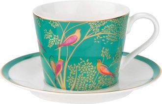 Portmeirion Sara Miller London Teetasse mit Untersetzer - Green