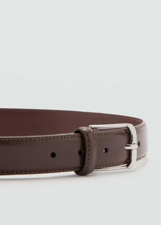 Mango Ceinture cuir boucle marron moyen - Homme - 100 - MANGO MAN