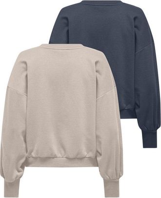 Only Sweatshirt ONLBROOKE L/S O-NECK SOLID 2 PACK SWT (Packung, 2-tlg) Baumwollmischung, regular fit