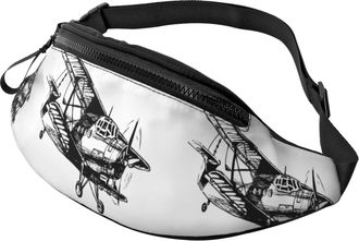 Generic Brustbeutel Multifunktionale Handytasche Tasche Schwarzes Flugzeugmuster Stylisch H&uuml;fttasche F&uuml;r Joggen Sport Outdoor 14X35Cm