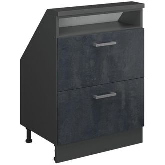 Vicco Meuble de rangement sous pente Rion, Noir B&eacute;ton/Anthracite, avec 2 tiroirs, Vicco