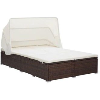vidaXL Vidaxl - Transat &agrave; 2 places avec coussin R&eacute;sine tress&eacute;e Marron