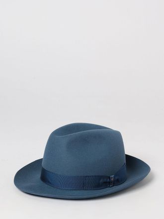 Borsalino Chapeau Panama en pure laine &agrave; bord moyen et bande contrastante