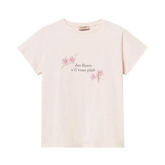 Twinset T-Shirt mit Slogan-Print- Rundhalsausschnitt und kurzen &Auml;rmeln - - Tops - Damen - Rosa - XL
