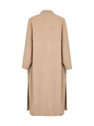 Max Mara Womens Camel Single-Breasted Long Coat Virgin Wool