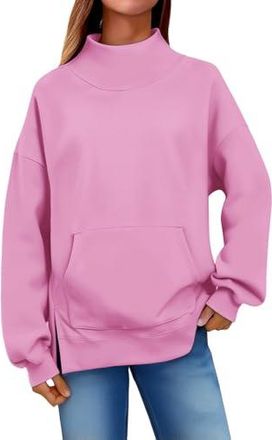Generic Sweat &agrave; Capuche Femme Sweat-shirt Saison Imprim&eacute; Graphique Manches Longues Pull Tricot&eacute; Tops Col Montant Pull Femme Sweat-shirt Sans, Rose, XXL