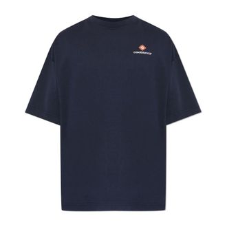Casablanca Homme, Tops, Bleu, Taille: XL T-shirt &agrave; col rond imprim&eacute; logo