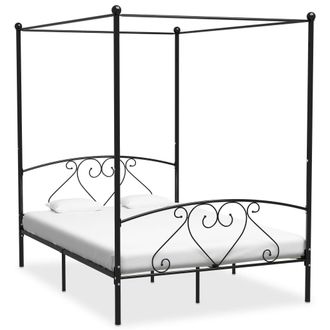 vidaXL Vidaxl - Giroletto Baldacchino Senza Materasso Nero 160x200 Cm Metallo