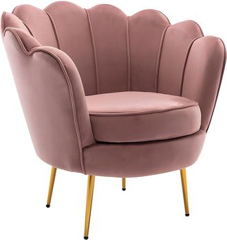 Vente-Unique Muschelsessel aus Samt, Rosa Dandelion