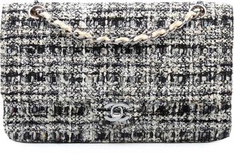 Chanel Grey Medium Classic Tweed Double Flap