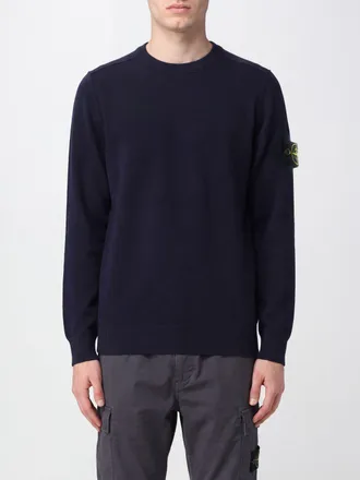 Stone Island Pull &agrave; col rond en coton avec finitions c&ocirc;tel&eacute;es et logo