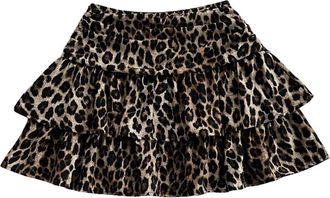 SOLY HUX Festival Outfit Damen Leoparden Rock Minirock Y2K Partyrock Tanzrock Mehrlagig Vintage Röcke Rave Leoprint Freizeitrock Leo XS